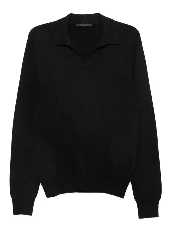 Tagliatore Zayn Virgin Wool Polo Sweater - Black