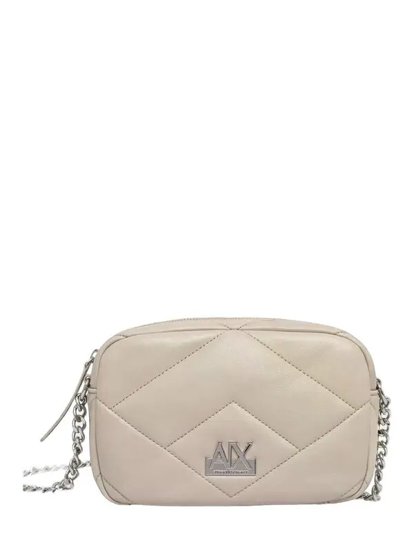 Armani Exchange Quilted Logo-plaque Cross Body Bag - Neutrals