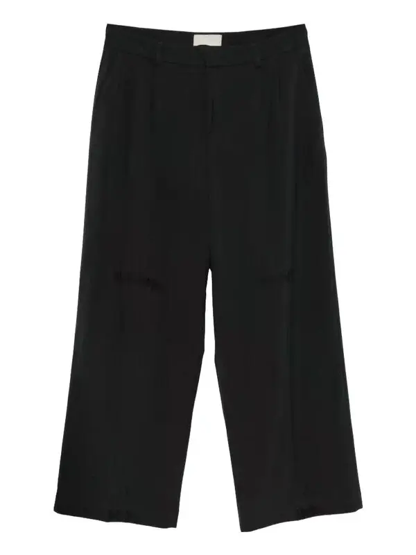 THESTROY Pleated Wide-leg Trousers - Black