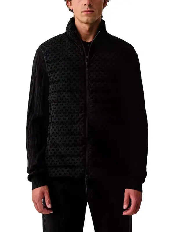 Armani Exchange All-over Logo-print Quilted Gilet - Black