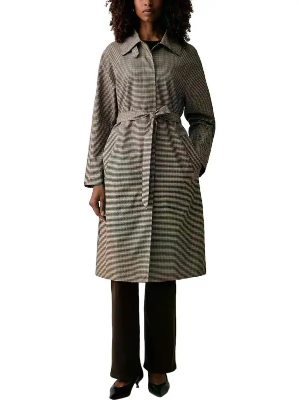 MORGAN Houndstooth-pattern Belted Coat - Neutrals
