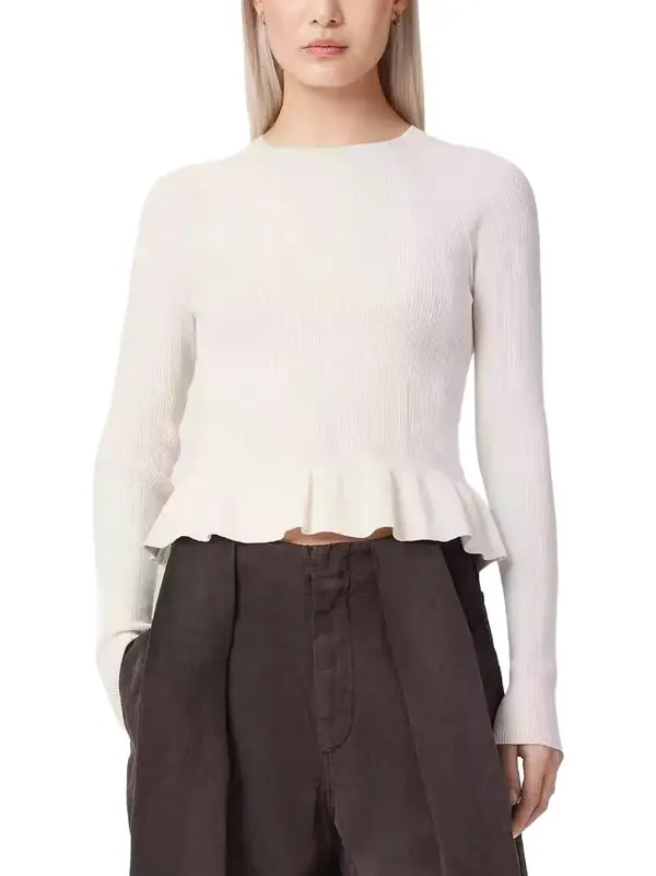 ALLSAINTS Ruffled Ribbed-knit Sweater - White