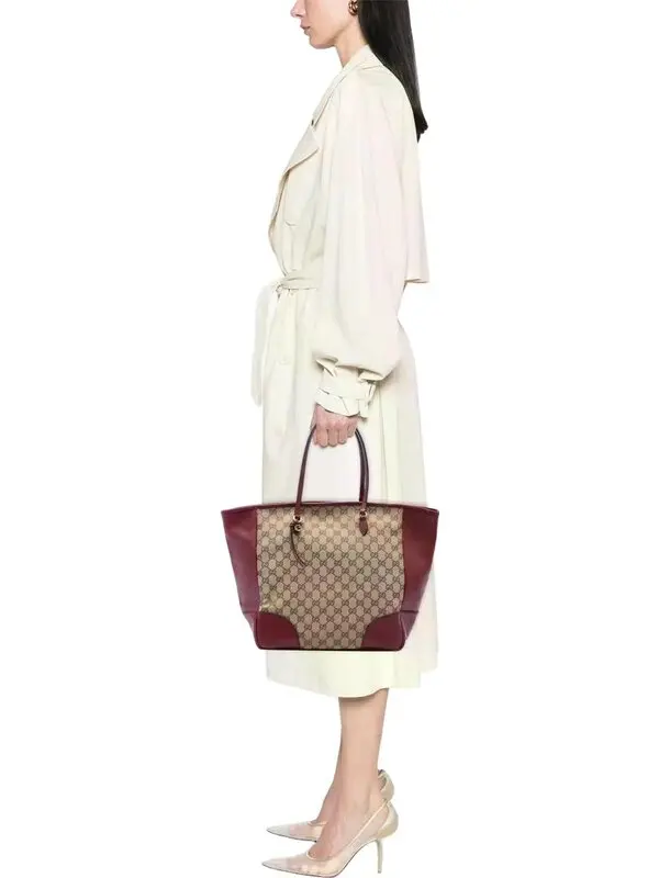 Gucci 2016-2026 Gg Canvas And Calfskin Bree Tote Bag - Neutrals