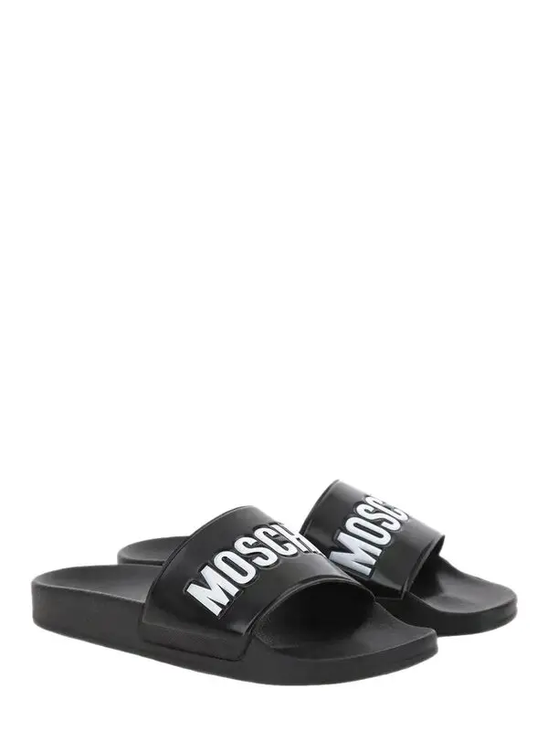 Moschino Logo-embossed Pool Slides - Black