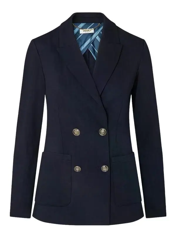 Liu Jo Double-breasted Jacket In Milano Stitch - Blue
