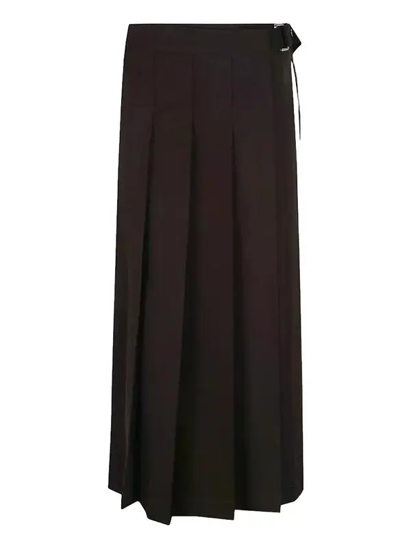 P.a.r.o.s.h Pleated Buckled Maxi Skirt - Brown