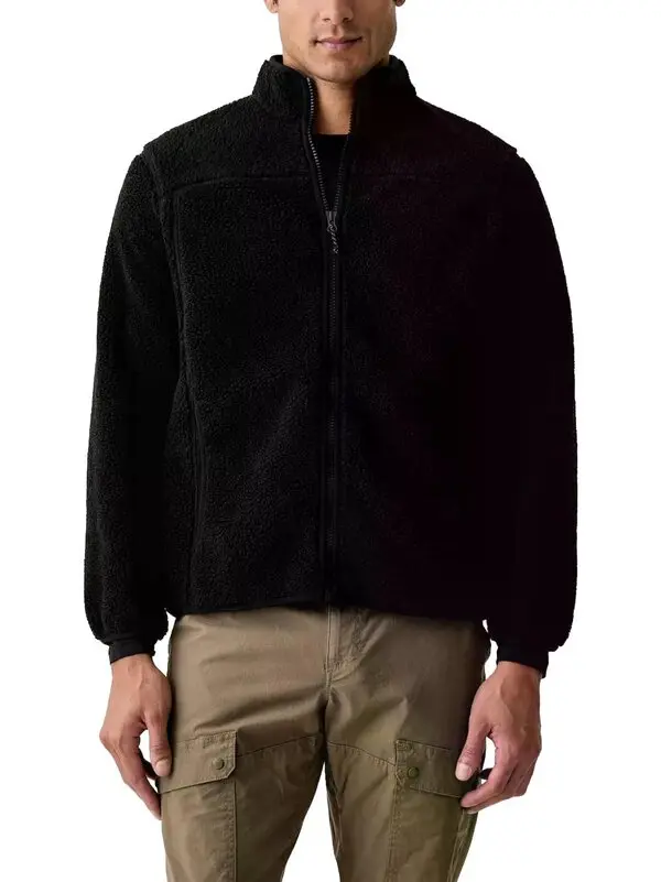 PEAK PERFORMANCE Fleece-texture Zip-up Sweater - Black