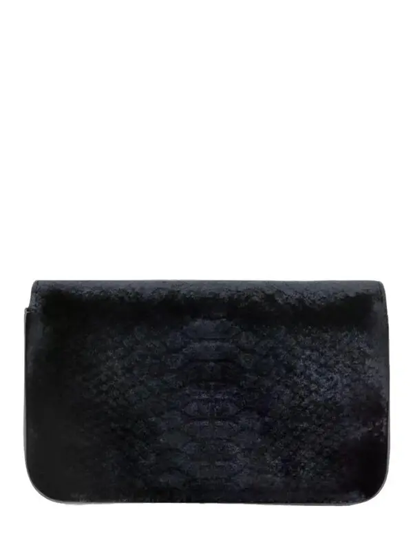 Elisabetta Franchi Velvet Shoulder Bag With Crocodile Print - Black