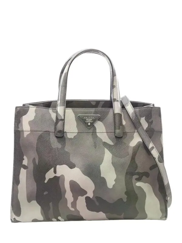 Prada 2000s Saffiano Camouflage Handbag - Grey