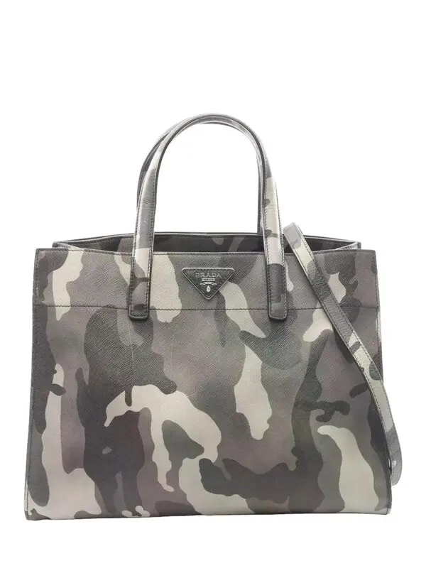 Prada 2000s Saffiano Camouflage Handbag - Grey