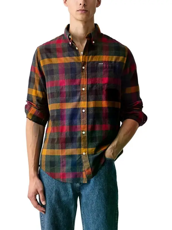 Barbour Danloch Check-print Herringbone Shirt - Grey
