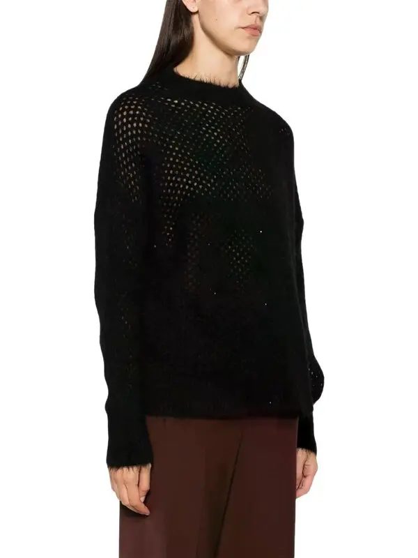 Antonelli Firenze Brembana Open-knit Crew-neck Sweater - Black