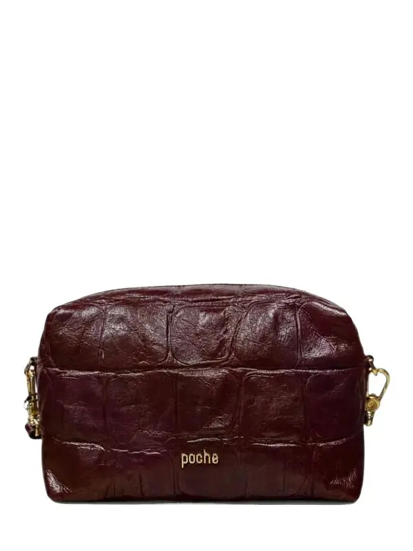 POCHE PARIS Croc-effect Leather Clutch Bag - Red