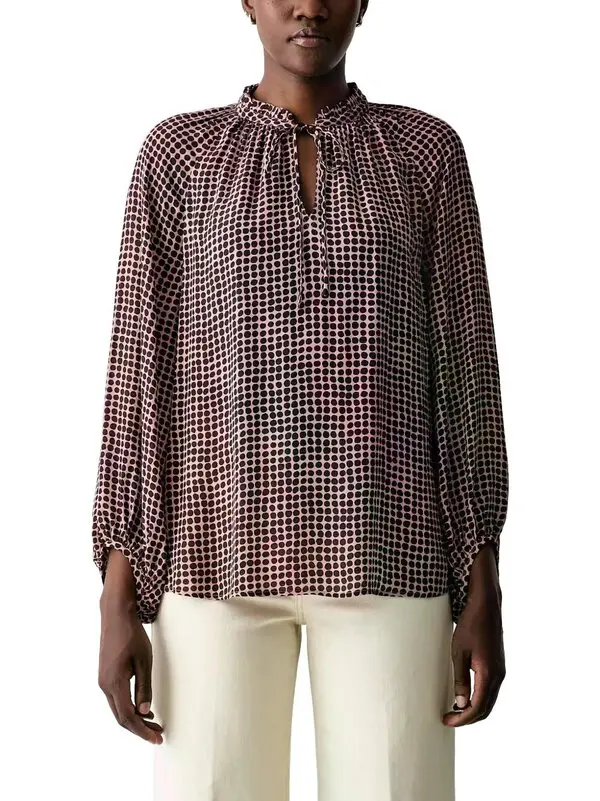 Marc O'polo Geometric-print Ruffled Blouse - Pink