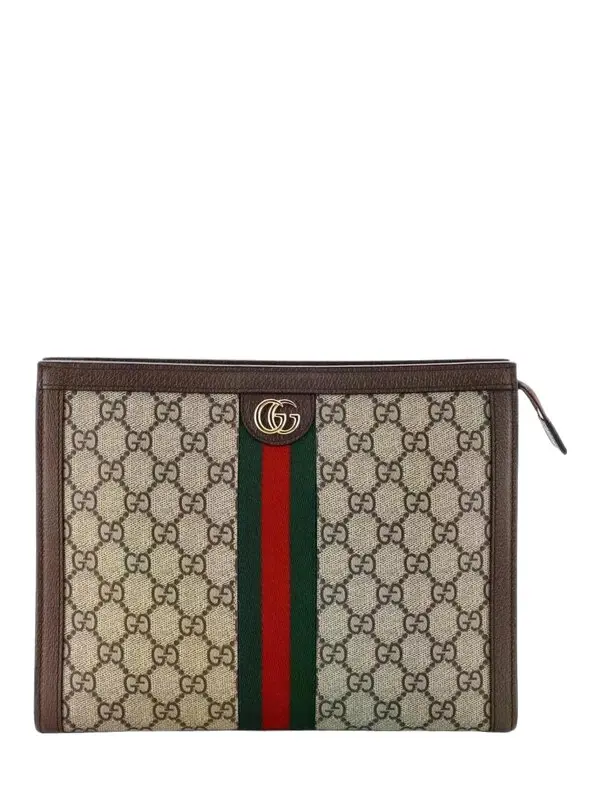 Gucci Ophidia Pouch Gg Coated Canvas Medium Clutch Bag - Brown