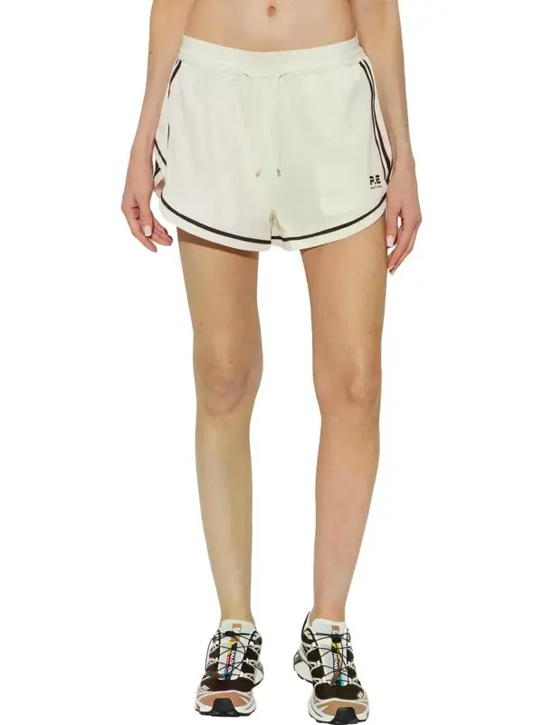 P.E Nation Linear Logo-print Drawstring Shorts - Neutrals