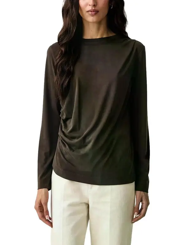 MOS MOSH Ami Draped Long-sleeve T-shirt - Brown