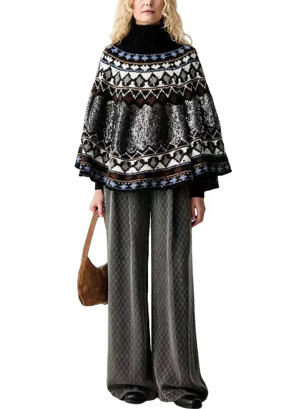 Munthe Ronan Check-pattern Wide-leg Jeans - Grey