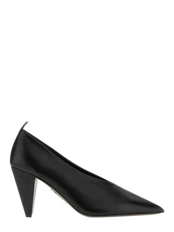 Loewe Origami Cubic Smooth Lambskin Leather Pumps With Cone Heel - Black