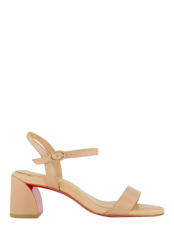 CHRISTIAN LOUBOUTIN Miss Jane Nappa Leather Mid-heel Sandals With Strap - Cream