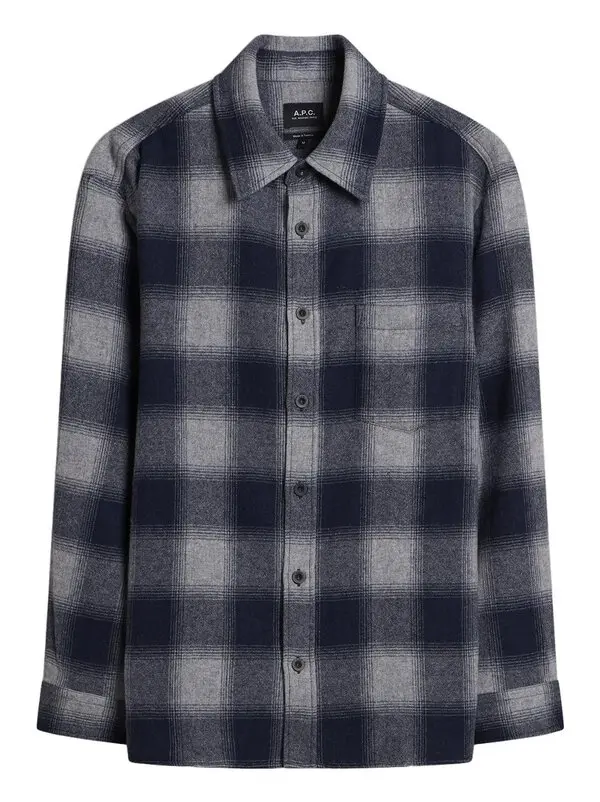 A.p.c. Malaury Check Wool Overshirt - Light Grey