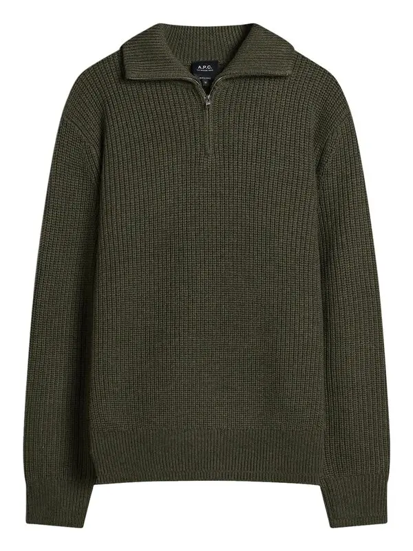A.p.c. Daniel Quarter Zip Jumper - Khaki