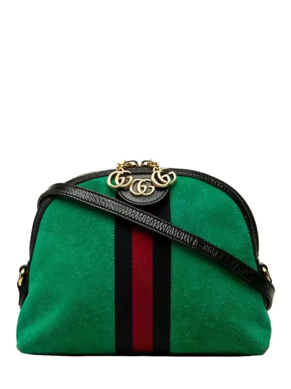 Gucci 2016-2026 Small Suede Web Ophidia Dome Crossbody Bag - Green