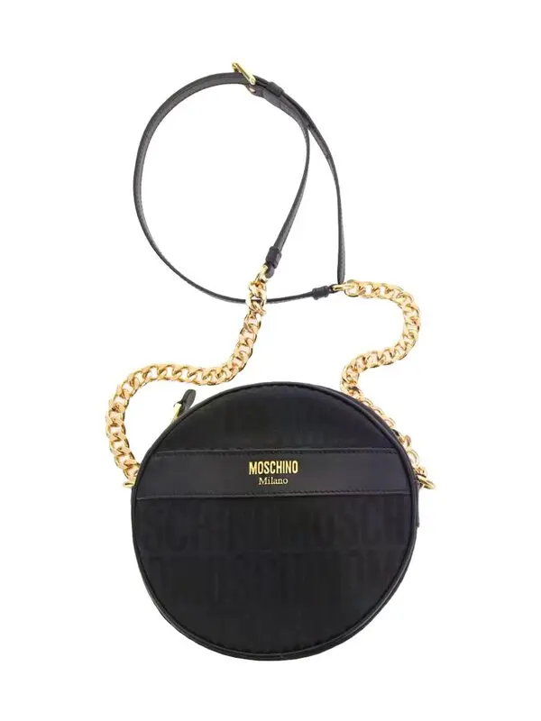 Moschino Logo-jacquard Round Shoulder Bag - Black