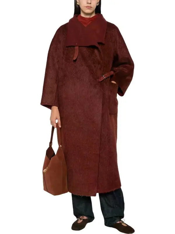 Max Mara Buckle-fastening High-neck Coat - Red