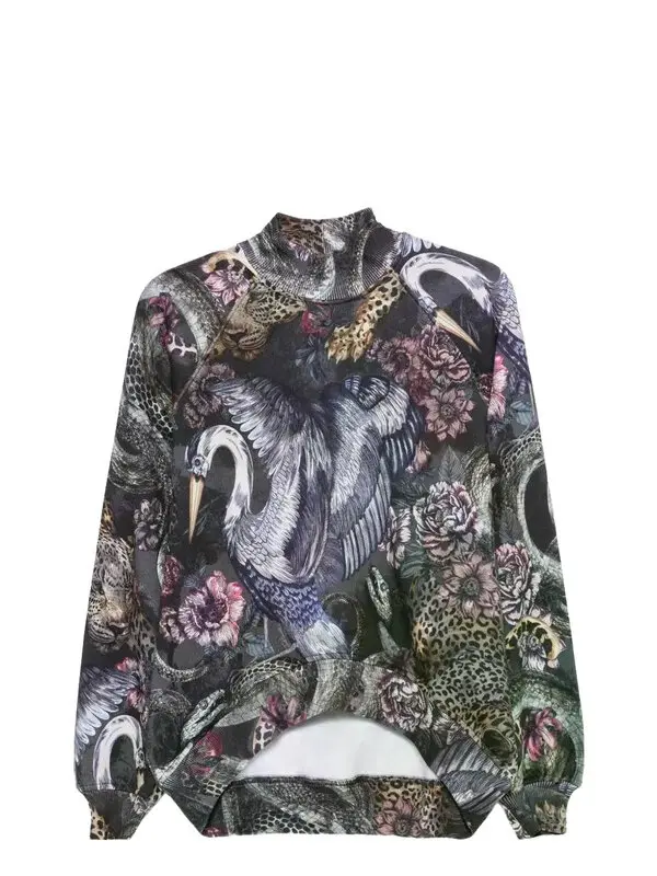 Just Cavalli Animal-print Floral-print Sweatshirt - Black