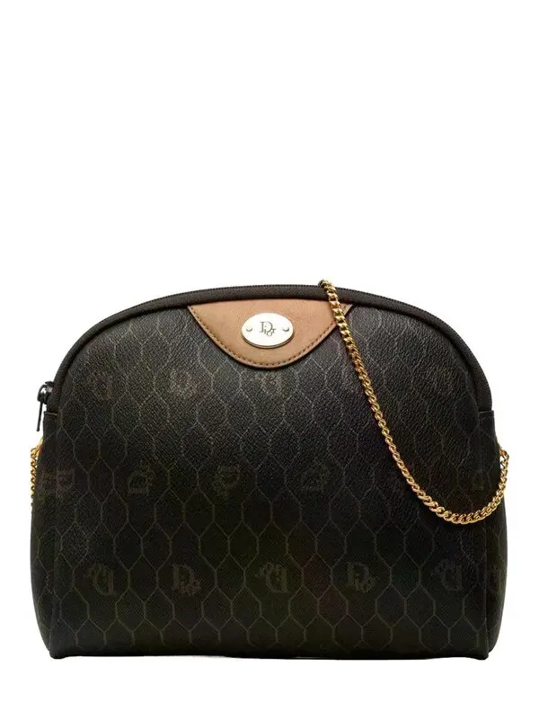 Dior 20th Century Honeycomb Coated Canvas Chain Crossbody Bag - Black
