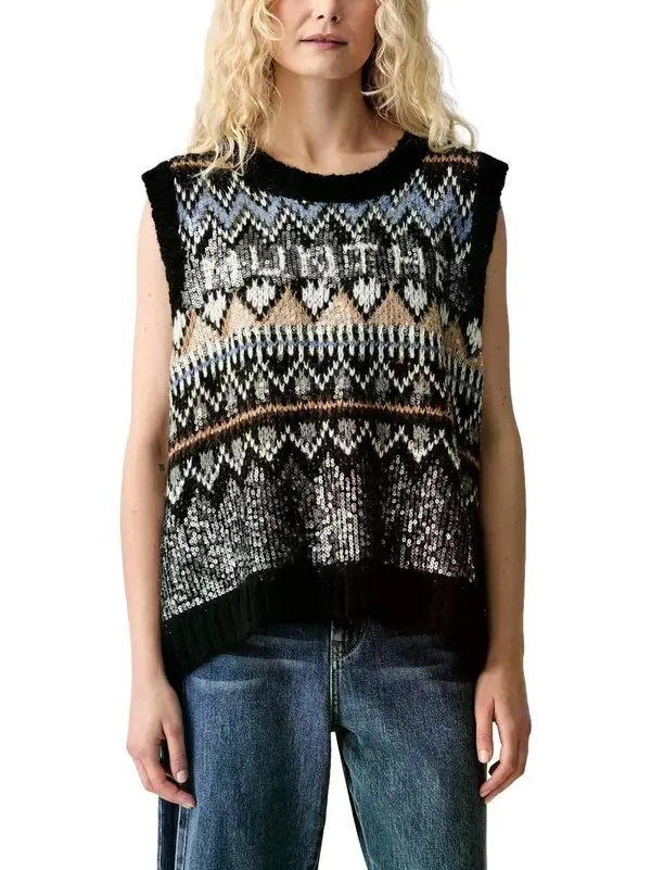 Munthe Vitalism Sequin-embellished Knitted Vest - Black
