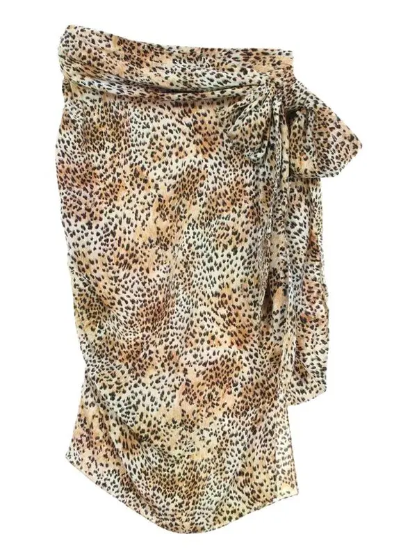 Celine 2020s Leopard-print Draped Midi Skirt - Neutrals