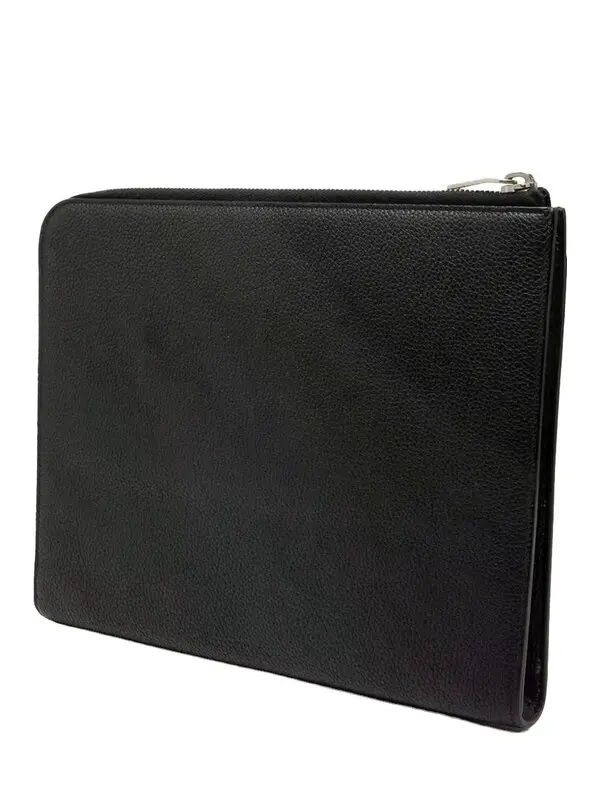 Saint Laurent 2017 Grained Calfskin Classic Zip Around Snap Clutch Bag - Black