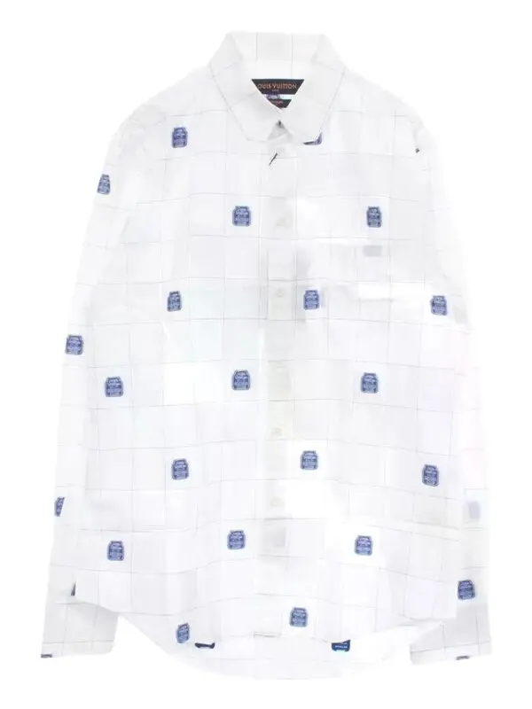LOUIS VUITTON 2010s Checked Long-sleeve Shirt - White