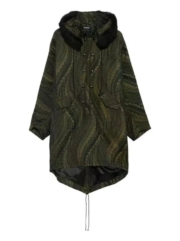 KIKO KOSTADINOV Bittern Leaf-jacquard Hooded Poncho - Green