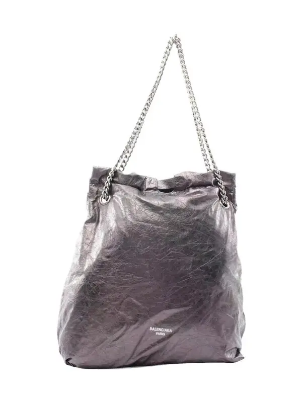Balenciaga 2010s Crush Metallic Tote Bag - Grey