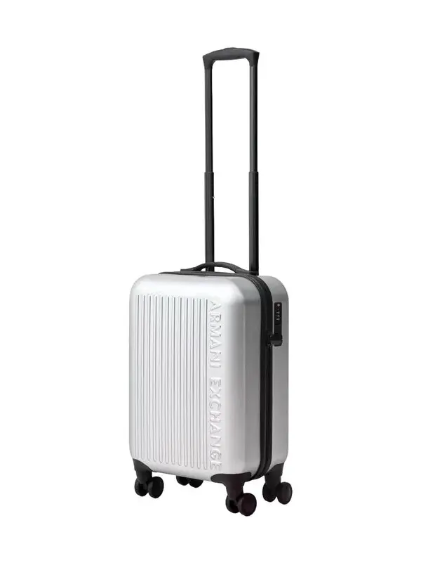 Armani Exchange Logo-embossed Ridged Luggage - Silver