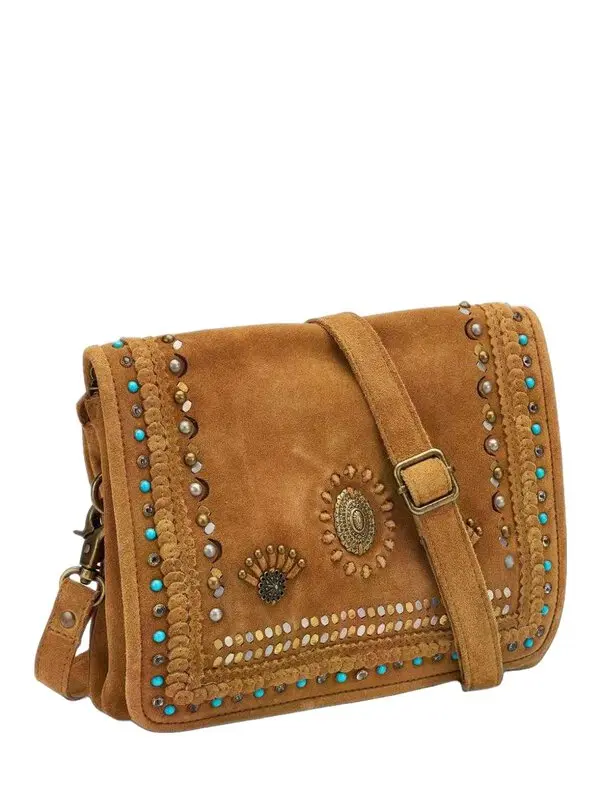 FRAU Stud-embellished Suede Shoulder Bag - Brown