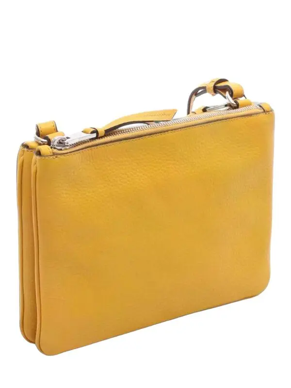 Prada 2010s Metal-logo Shoulder Bag - Yellow