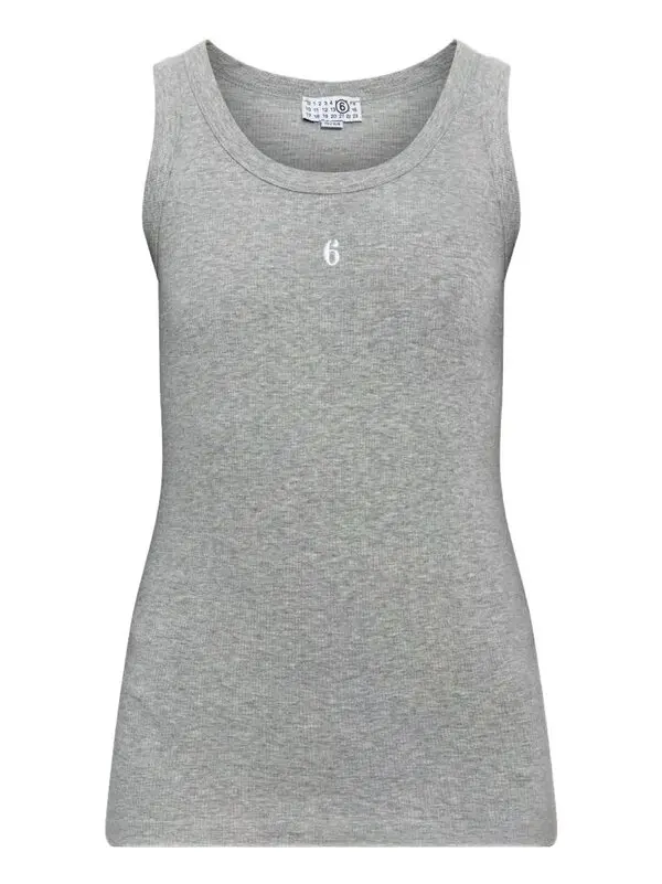 MAISON MARGIELA Ribbed Embroidered-logo Top - Grey