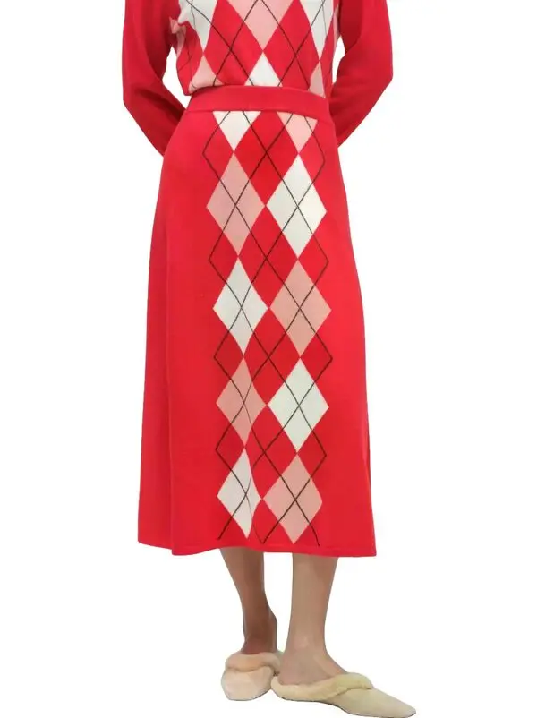 Chinti & Parker Argyle-pattern Midi Skirt - Red