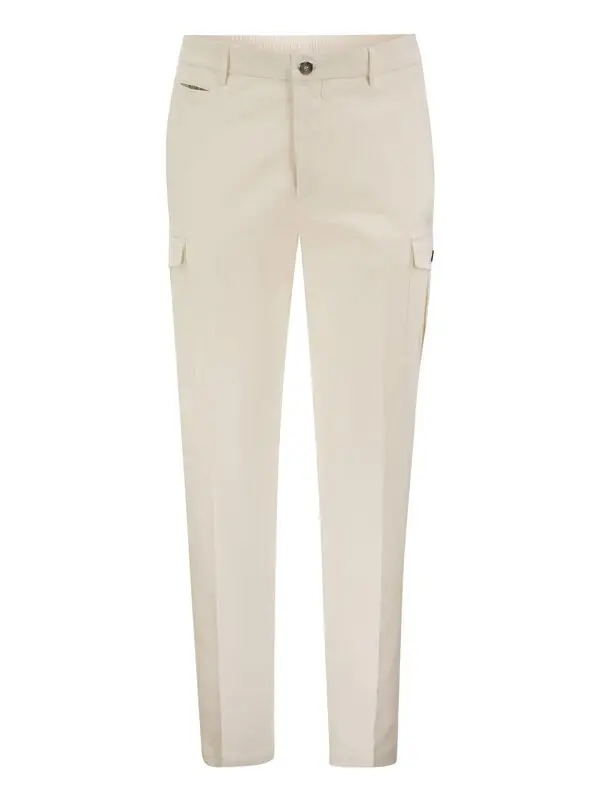Peserico Stretch Cotton Cargo Trousers - White
