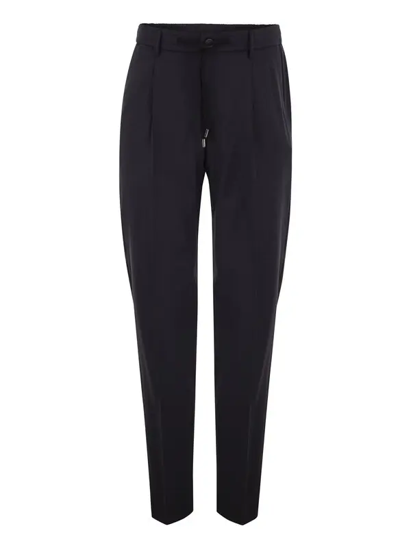 Peserico Tailored Stretch Wool-blend Jogger Trousers - Blue