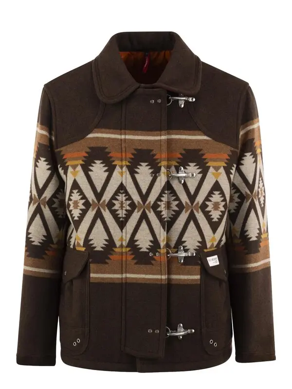 FAY Archive Wool-blend Jacket With Geometric Pattern - Brown