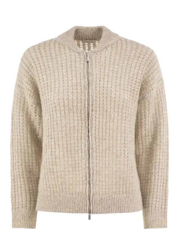 Peserico Waffle-knit Cardigan With Sequins - Multicolor