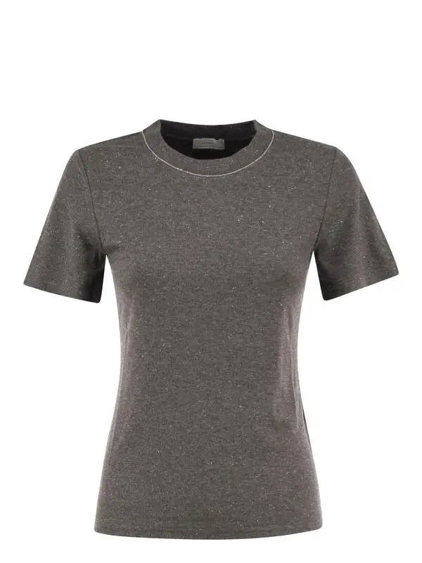 Peserico Viscose Jersey T-shirt With Lurex - Gray