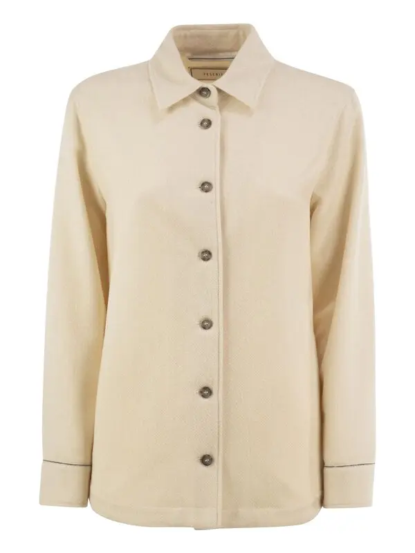 Peserico Virgin Wool Overshirt With Cashmere And Metallic Yarn - Multicolor