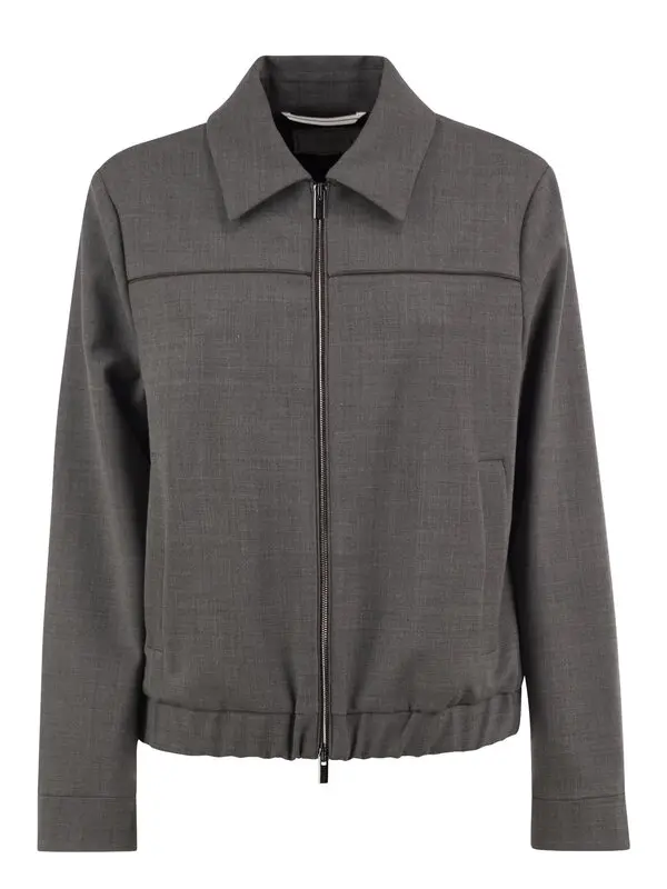Peserico Stretch Wool Blend Bomber Jacket - Gray