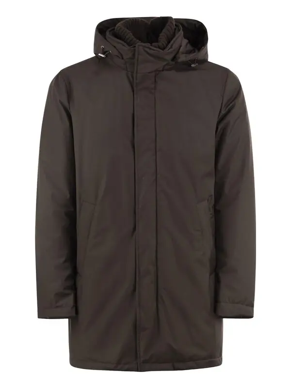 Herno Hooded Parka With Knitted Inner Collar - Brown
